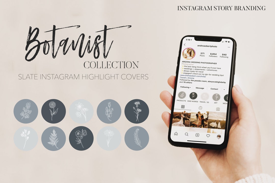 Blue Floral Instagram IG Story Highlight Covers Botanist Collection - Etsy