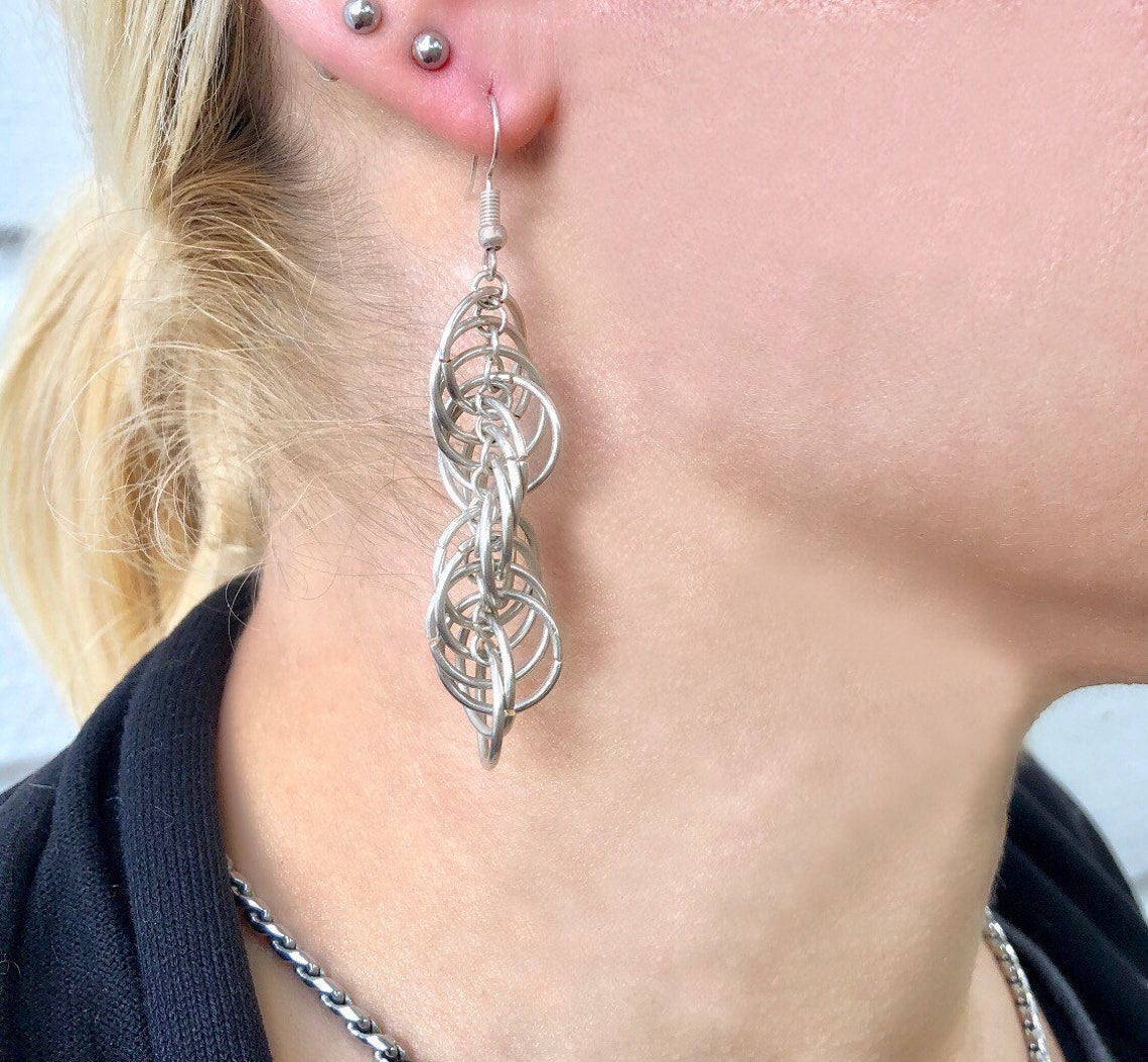 Chainmaille Pendant Earrings | Etsy