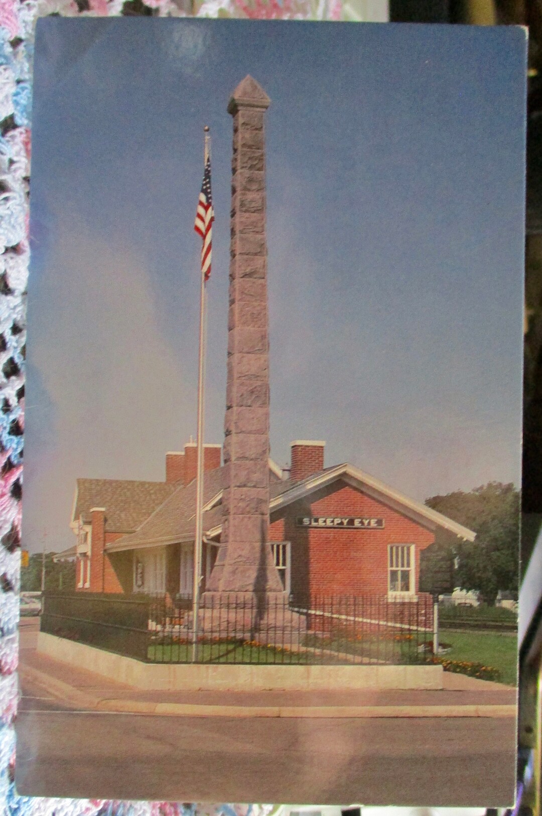 Sleepy Eye MN, Depot and Monument 1960s Vintage Post Card, Postally ...