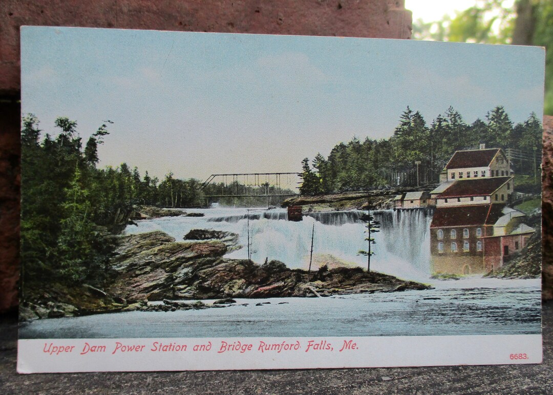 Rumford Falls, Maine. Upper Dam Power Station and House. Antique Post ...