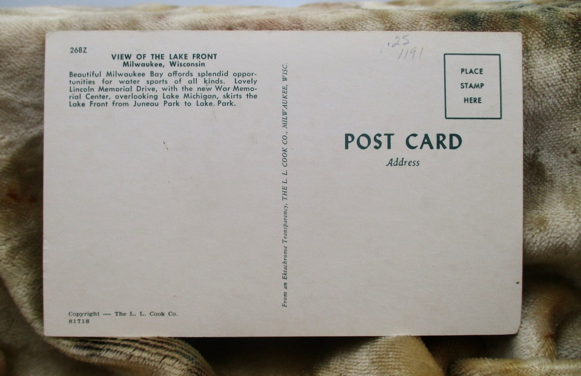Milwaukee Wisconsin, View of the Lake Front, 1960s Post Card, L.L ...