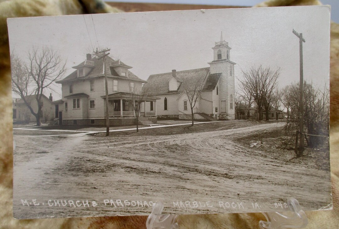 Marble Rock Iowa RPPC: Historic Church & Parsonage Photo, L.L. Cook - Etsy