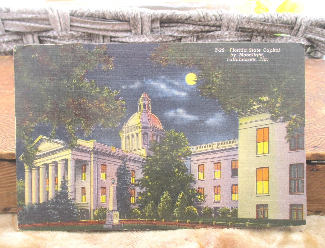 Florida State Capital by Moonlight, Tallahassee, Fla. 1950s Postmark ...