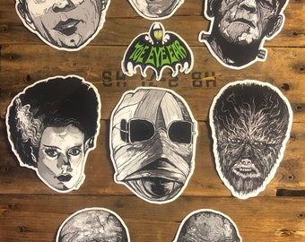 Tim Baron 80s Retro Monster Halloween Sticker Set - Etsy