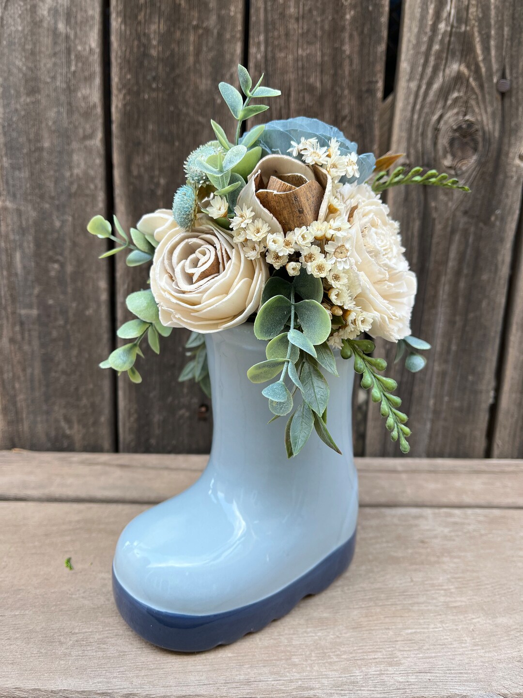 Wood Flower Arrangement, Wood Flowers, Rain Boots, Spring Flowers, Home ...