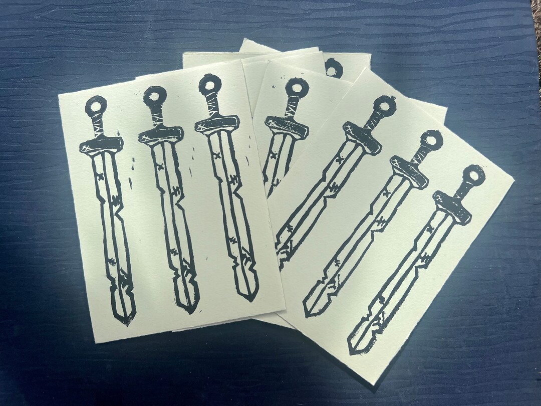 Finns Sword Adventure Time Inspired Lino Block Print Wall Art or ...