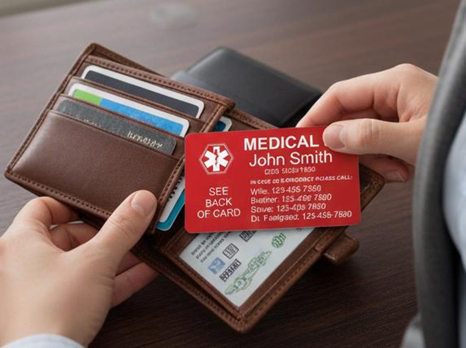 Custom Engraved Aluminum Medical ID Card, Emergency Contact Card ...