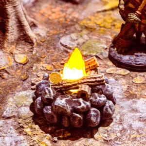 Miniature 1" Campfire With Flickering LED Light Flame for Dungeons and ...