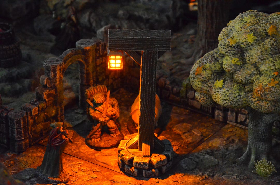 Wooden Lamp Post / Lantern Post on Stone Base for Dungeons and Dragons ...
