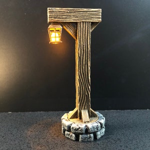 Wooden Lamp Post / Lantern Post on Stone Base for Dungeons and Dragons ...