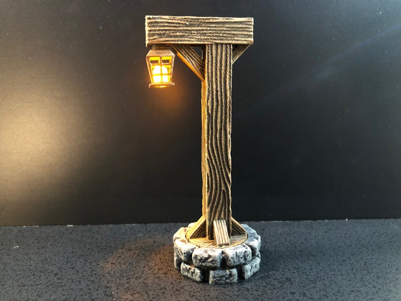 Wooden Lamp Post / Lantern Post on Stone Base for Dungeons and - Etsy