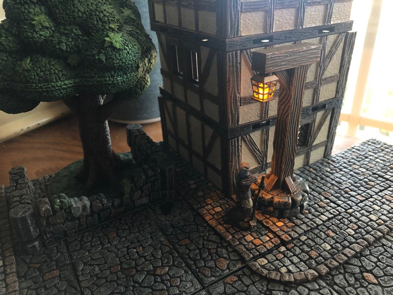 Wooden Lamp Post / Lantern Post on Stone Base for Dungeons and - Etsy