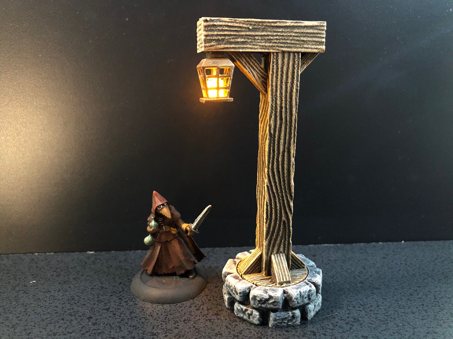 Wooden Lamp Post / Lantern Post on Stone Base for Dungeons and - Etsy
