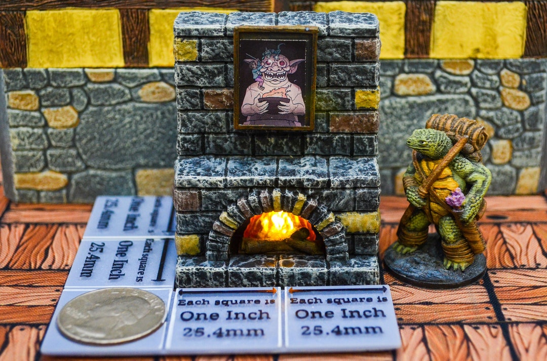 Miniature Fireplace With Flickering Flame for Dungeons & Dragons - Etsy