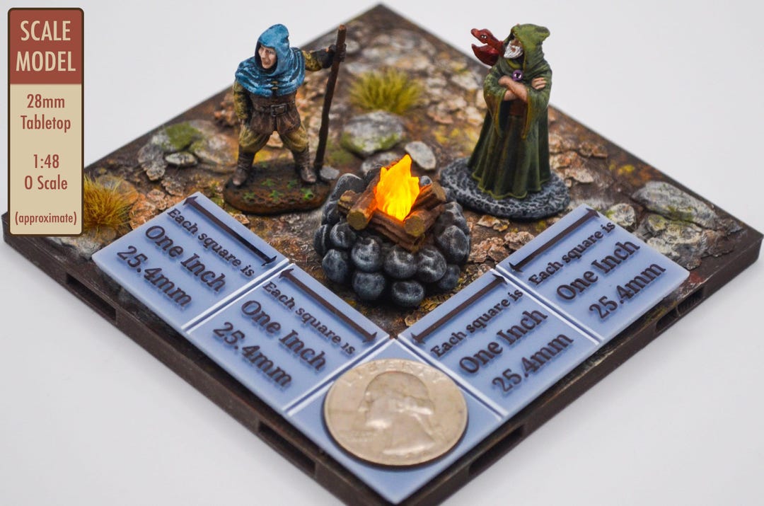 Miniature 1" Campfire With Flickering LED Light Flame for Dungeons and ...