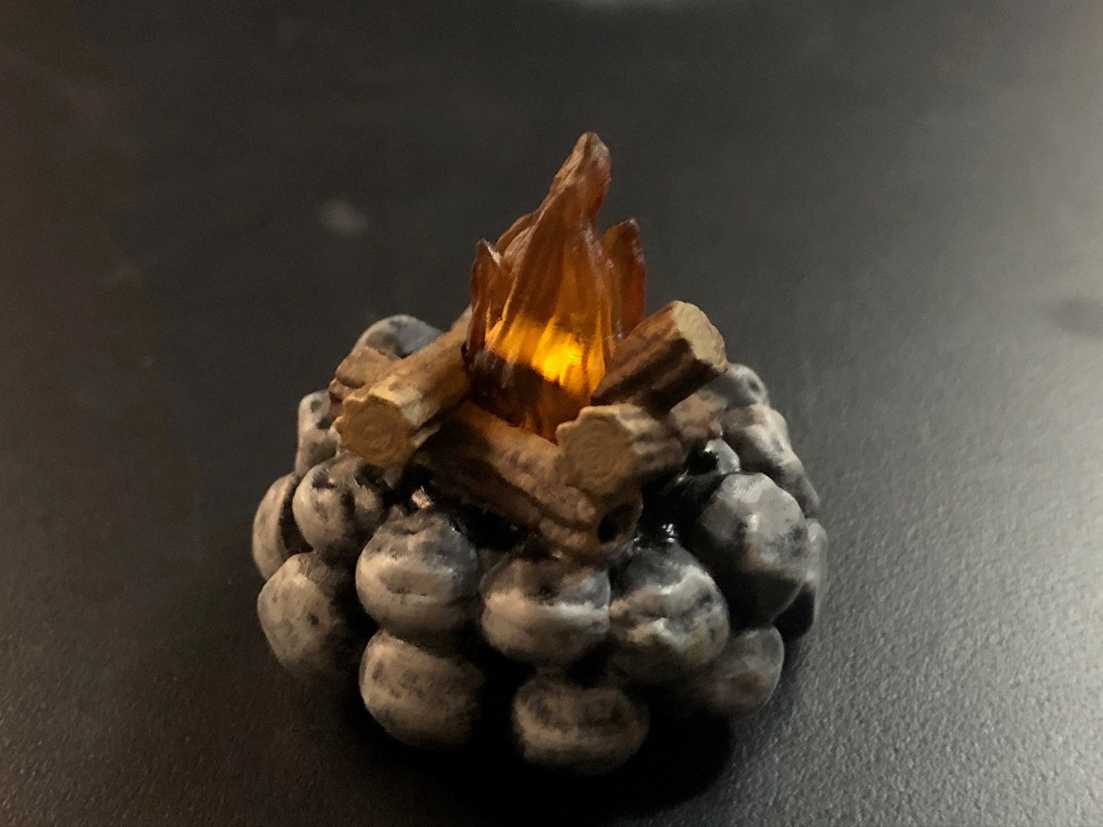 Miniature 1 Campfire With Flickering LED Light Flame for - Etsy