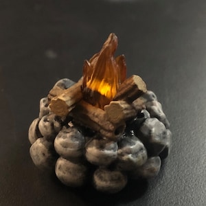 Miniature 1" Campfire With Flickering LED Light Flame for Dungeons and ...