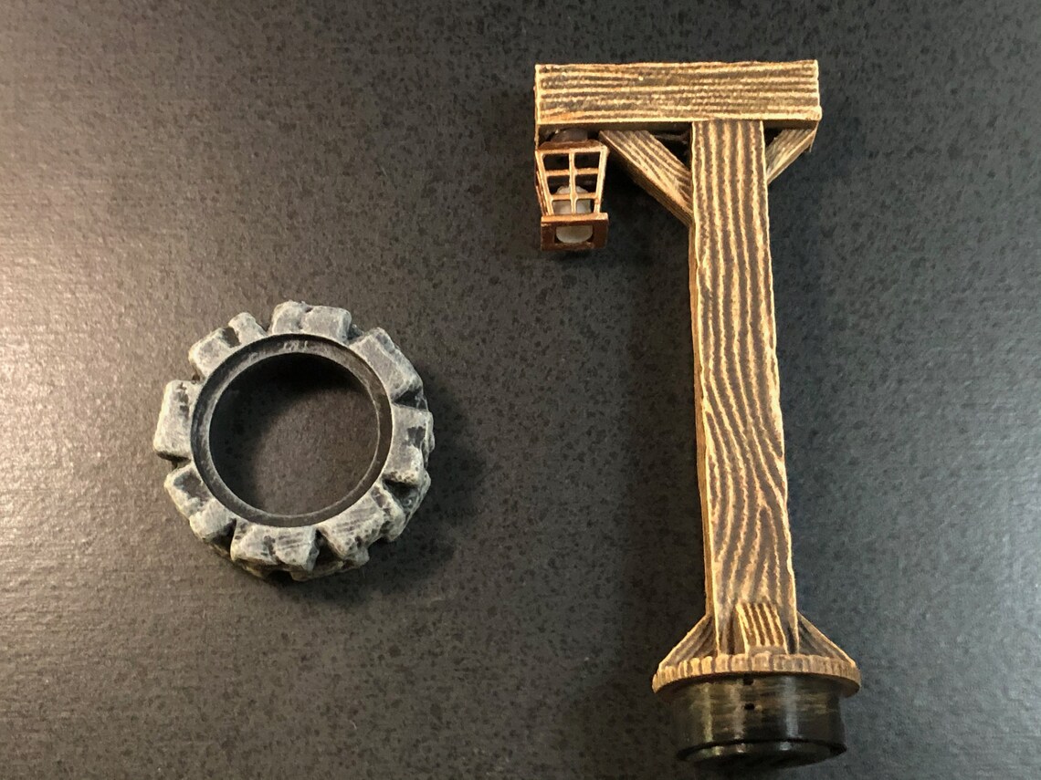 Wooden Lamp Post / Lantern Post on Stone Base for Dungeons and - Etsy