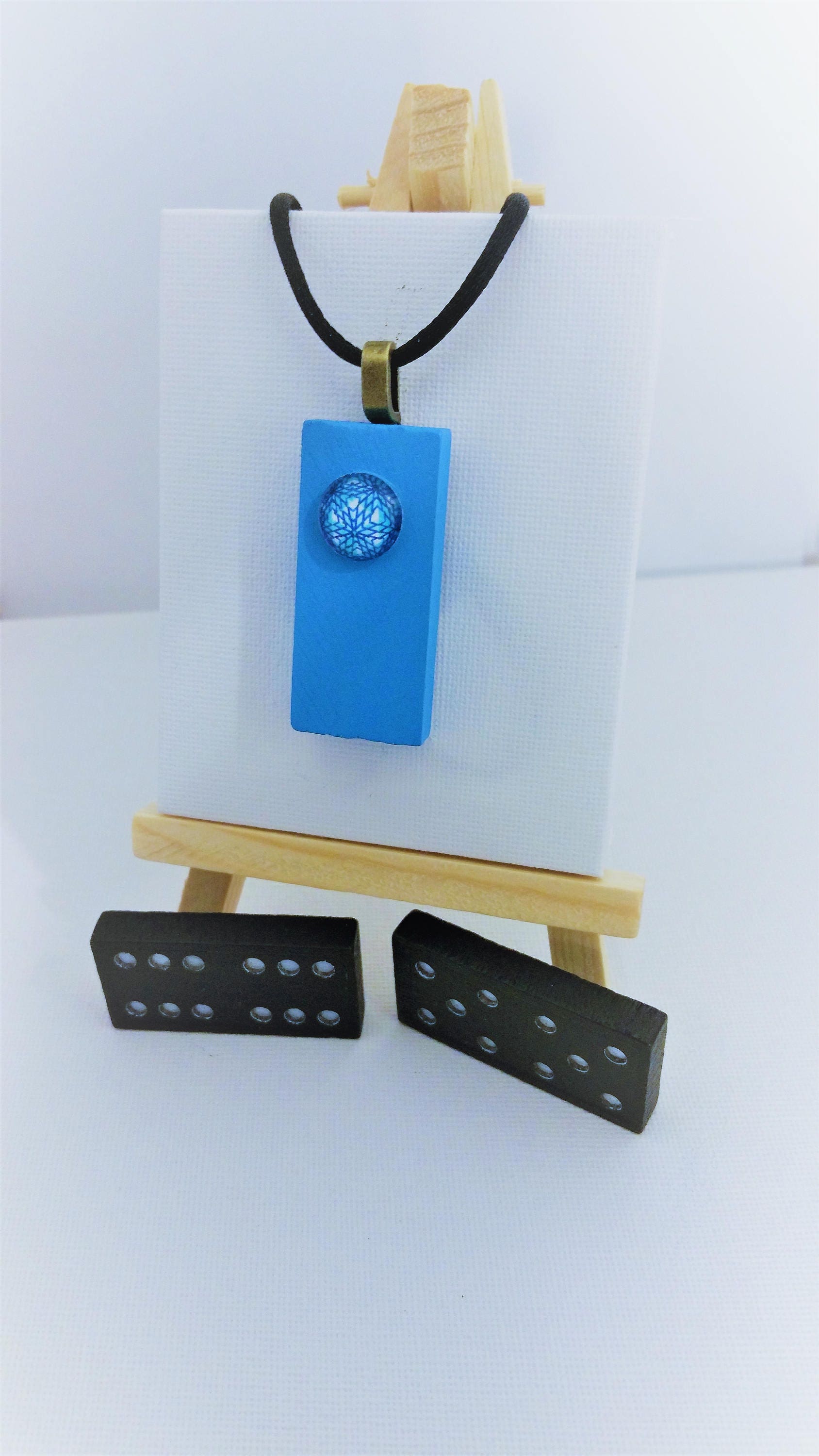 Wooden Pendant, Popular, Best Seller, Wooden Necklace, Blue Pendant ...