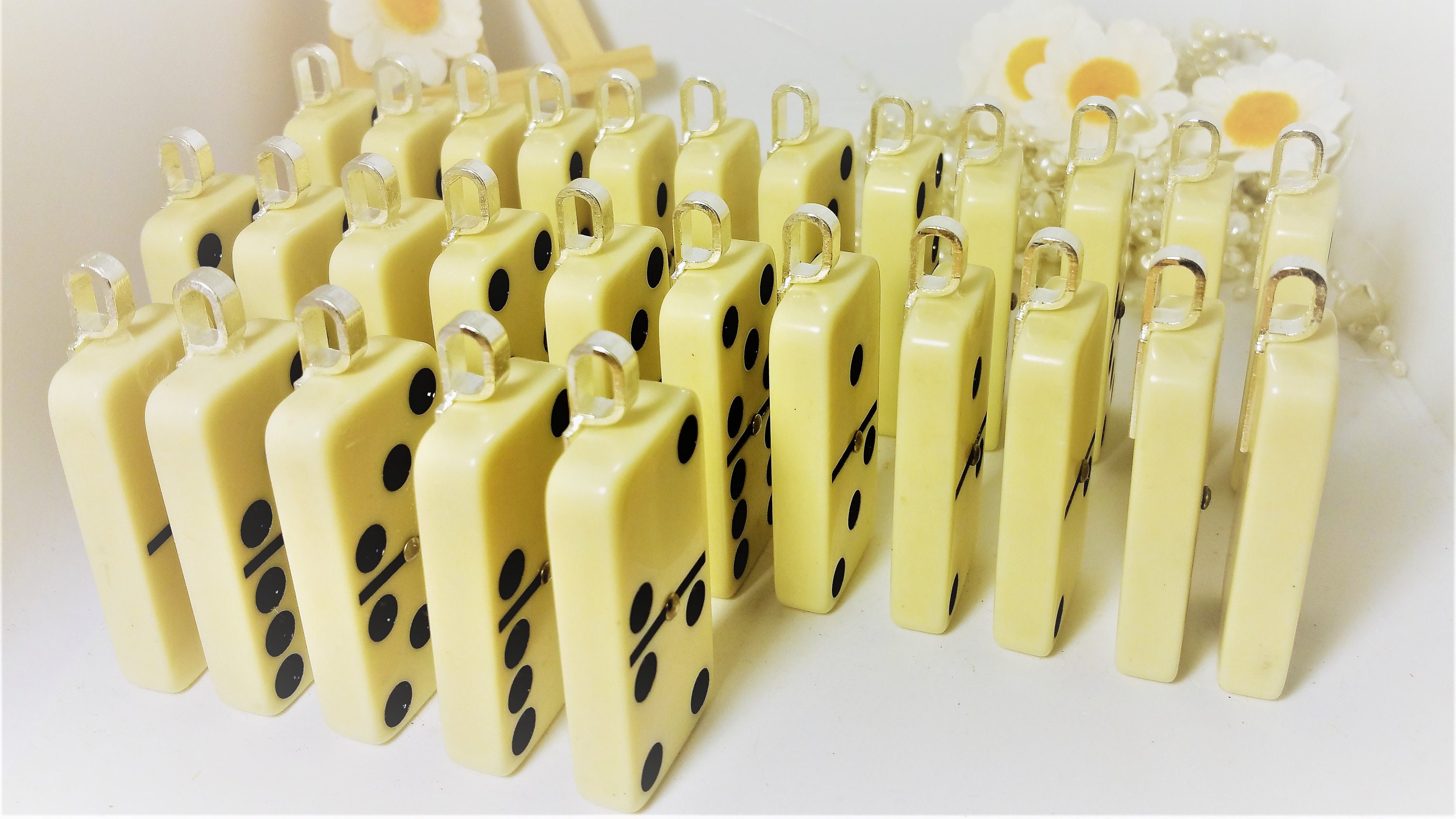 Domino Pendant, Domino Necklace, Pendant Necklace, White Pendant, White ...