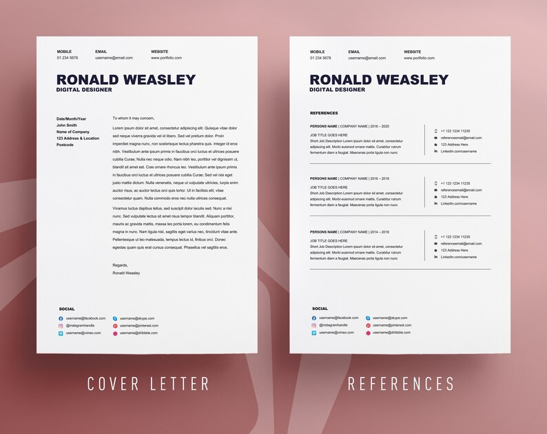 Modern Resume Template CV Template Cover Letter References Easy ...