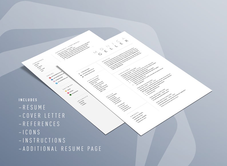 Modern Resume Template Bundle CV Template Cover Letter References Easy ...