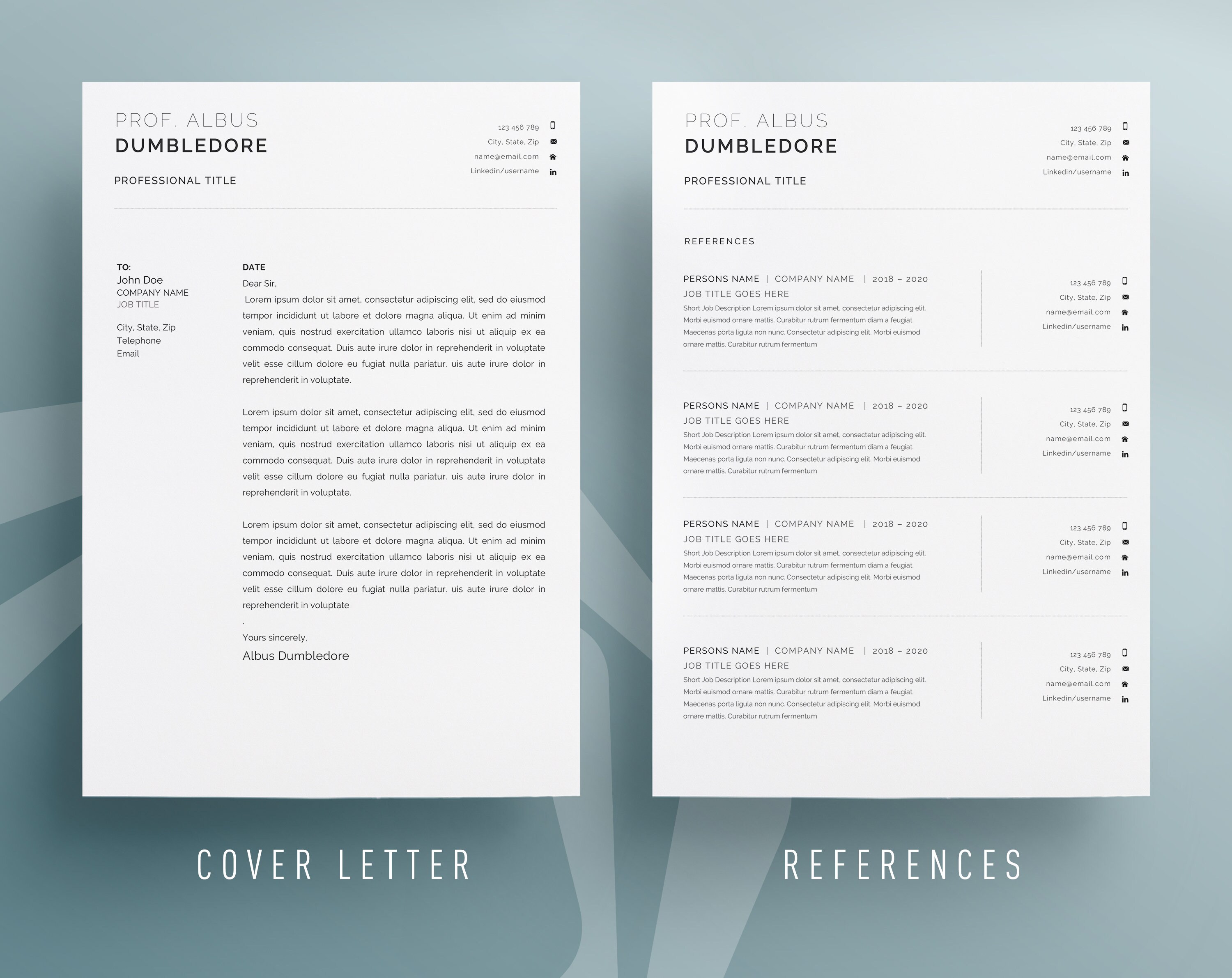 Modern Resume Template CV Template Cover Letter References Editable ...