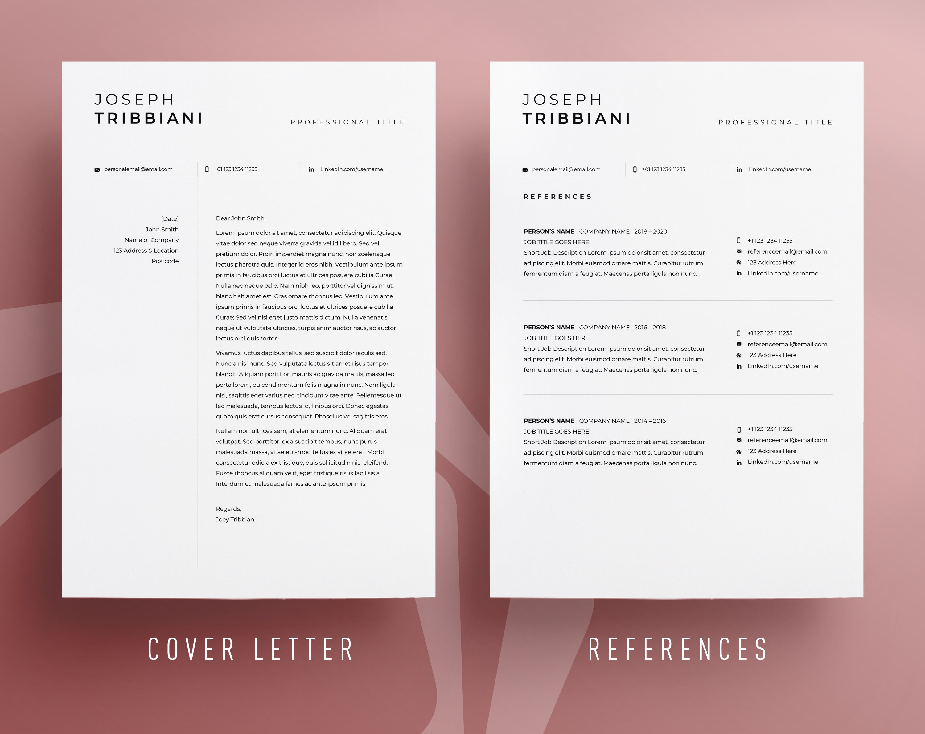 Modern Resume Template Bundle CV Template Cover Letter References ...