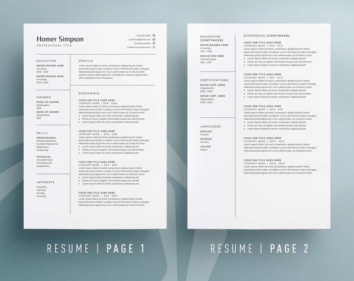 Modern Resume Template CV Template Cover Letter References Easy ...
