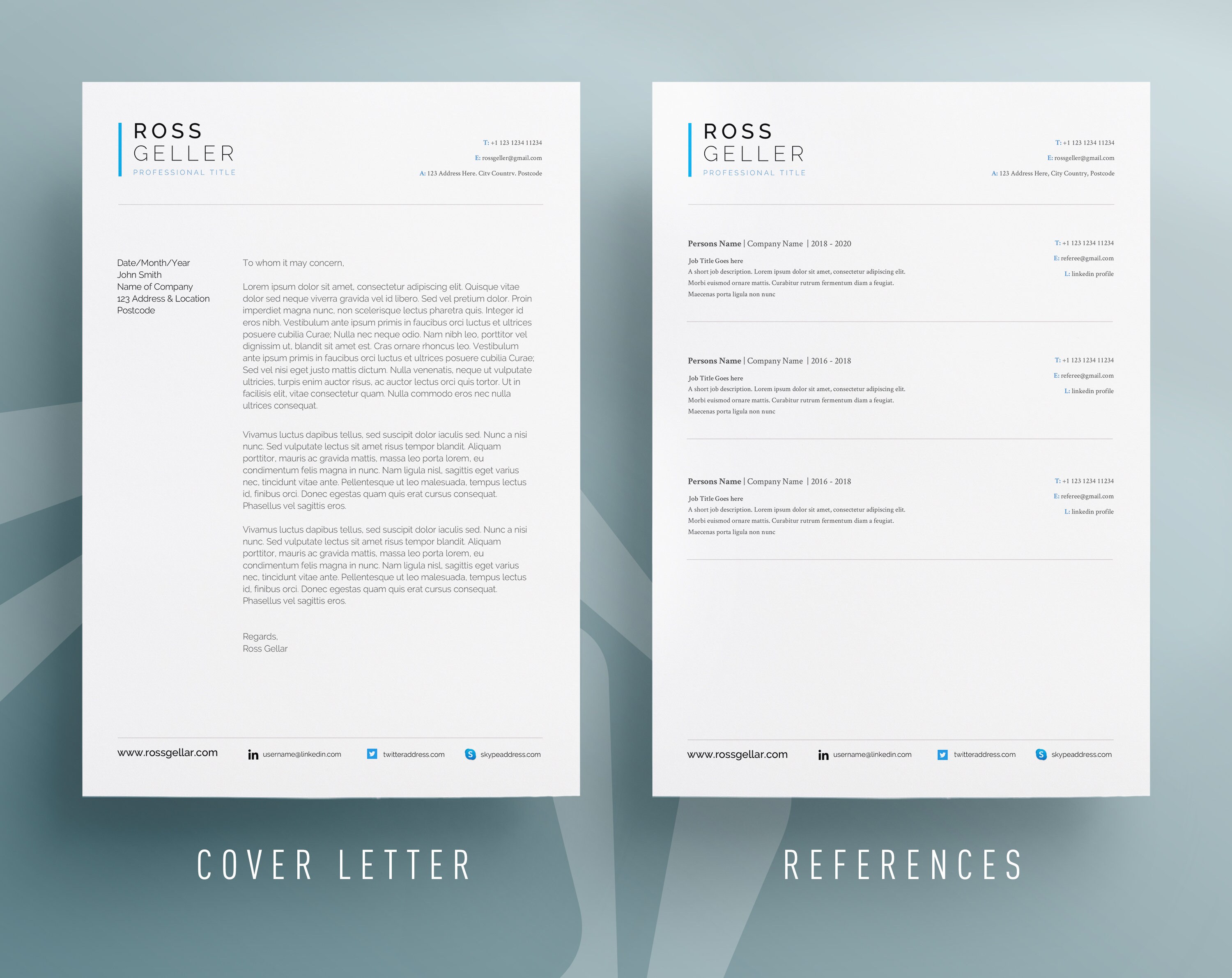 Modern Resume Template CV Template Cover Letter References Icons ...