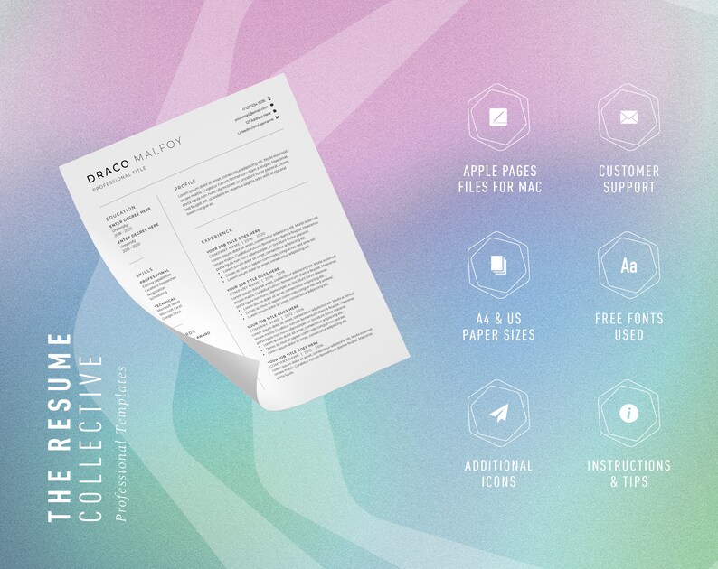 Apple Pages Modern Resume Template CV Template Cover Letter References ...