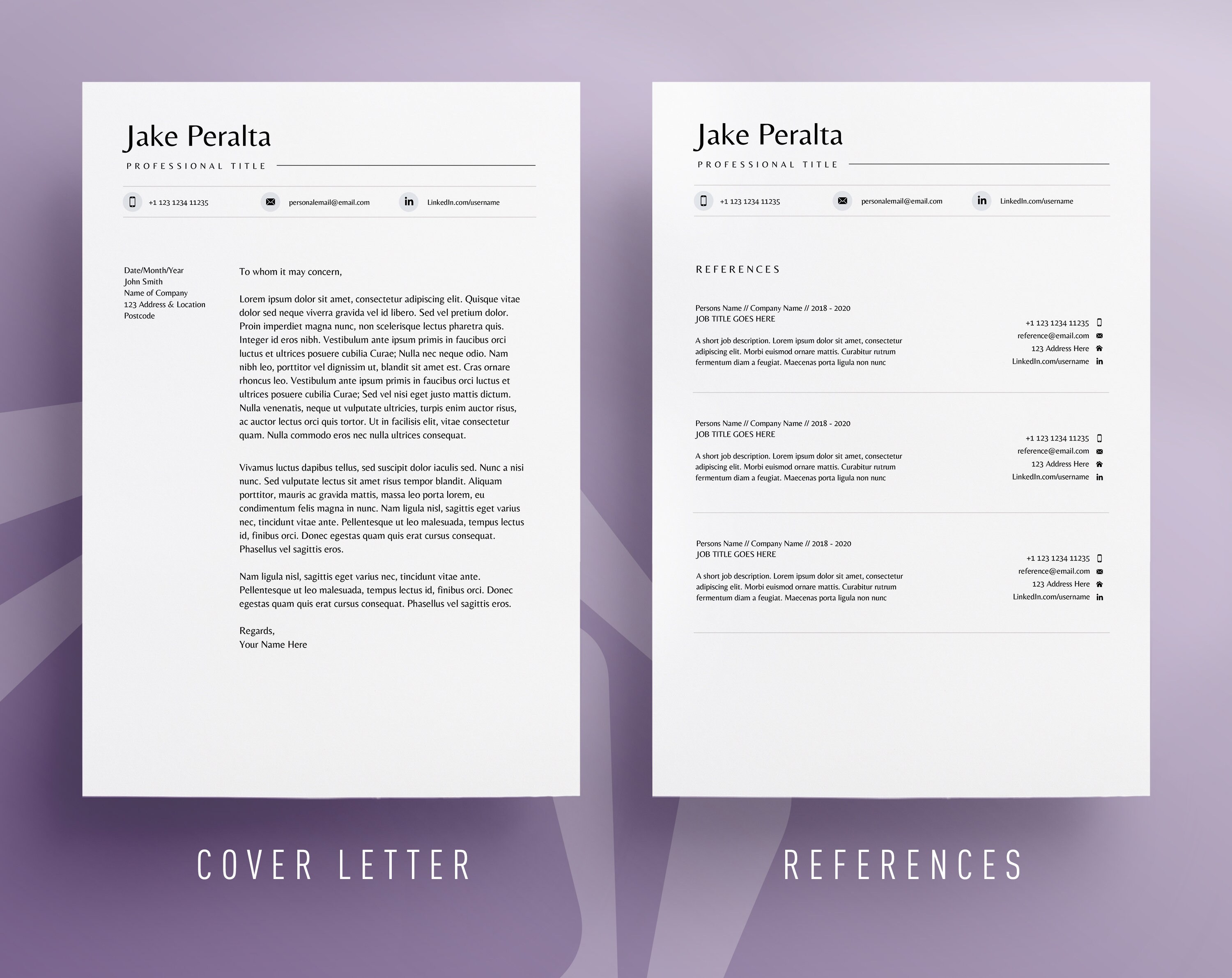 Modern Resume Template CV Template Cover Letter References Easy ...