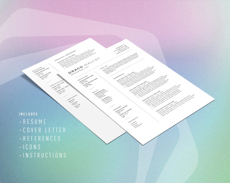 Apple Pages Modern Resume Template CV Template Cover Letter References ...