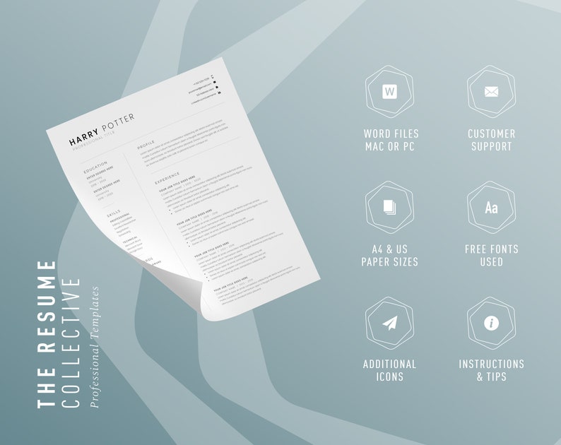 Modern Resume Template CV Template Cover Letter References Easy ...