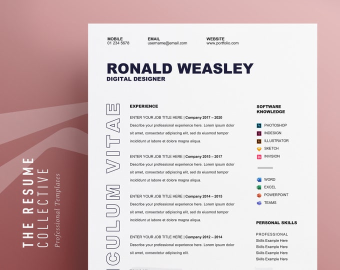 Modern Resume Template | CV Template | Cover Letter | References | Easy ...