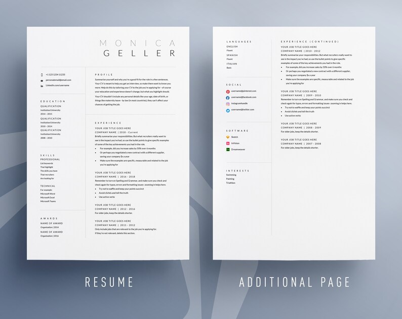 Modern Resume Template Bundle CV Template Cover Letter References Easy ...