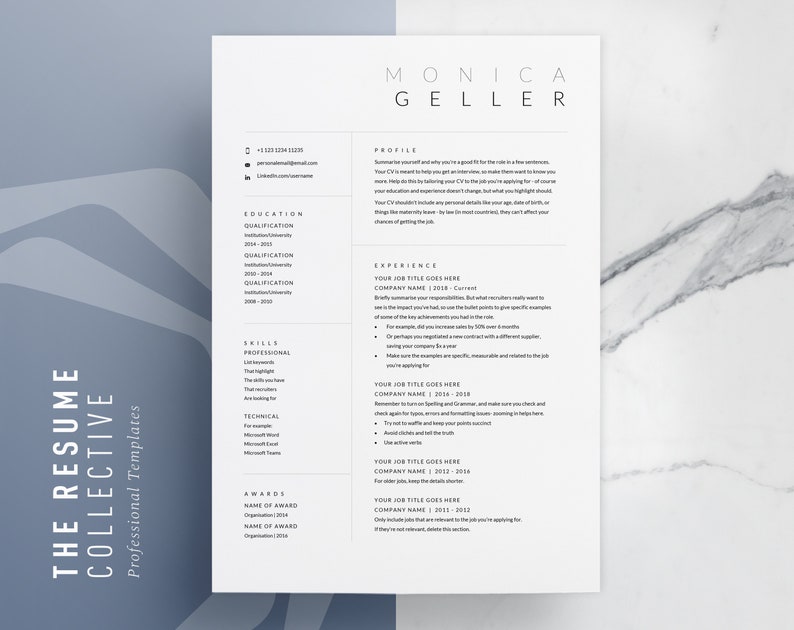 Modern Resume Template Bundle CV Template Cover Letter References Easy ...