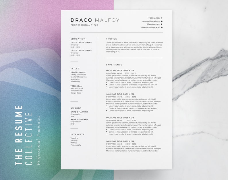 Apple Pages Modern Resume Template CV Template Cover Letter References ...