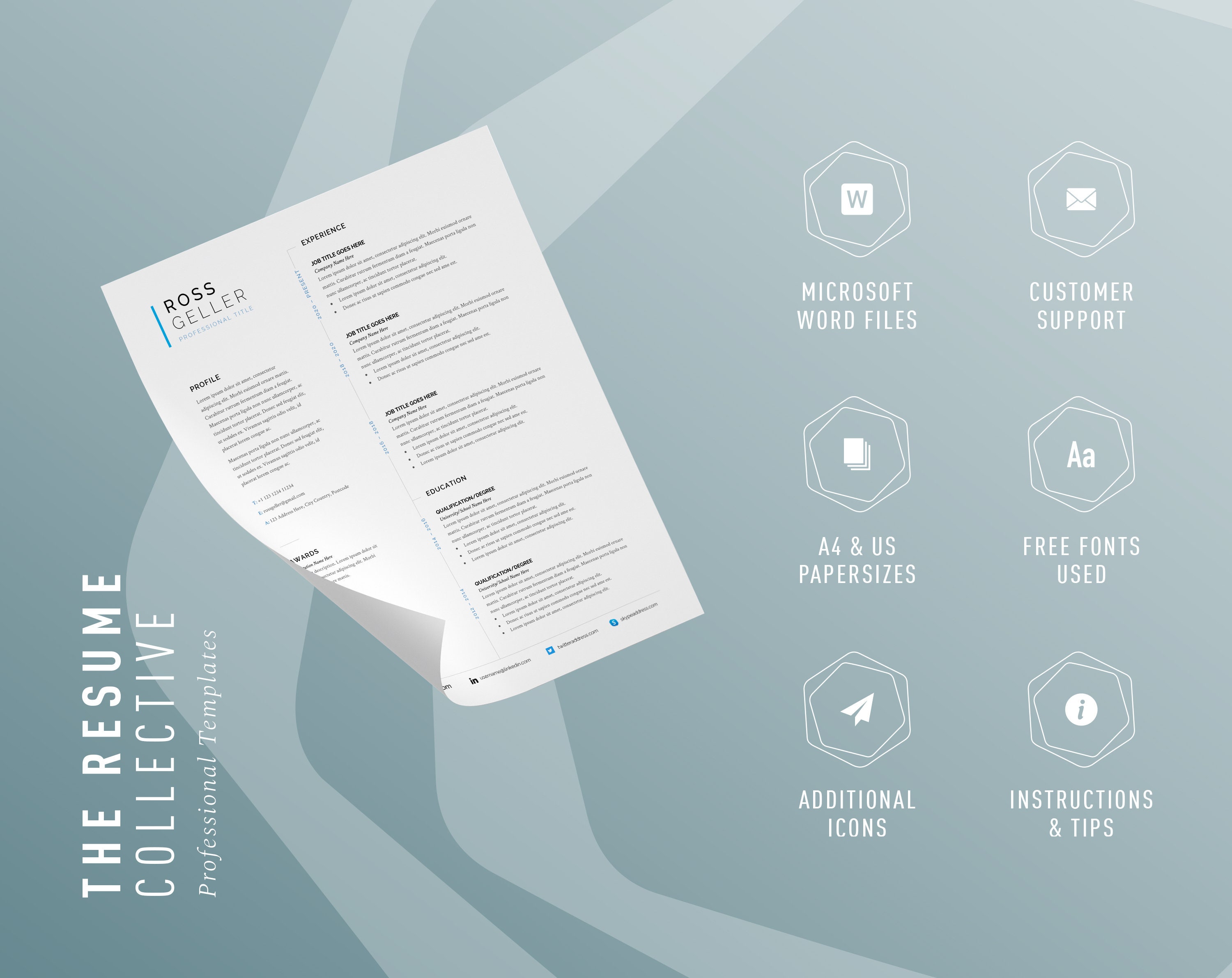 Modern Resume Template CV Template Cover Letter References Icons ...