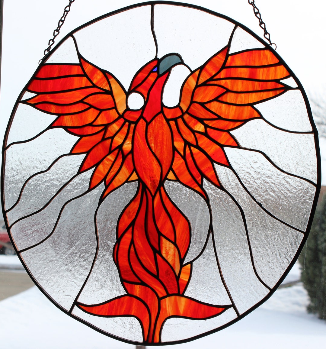 Rising Phoenix Stained Glass - Etsy