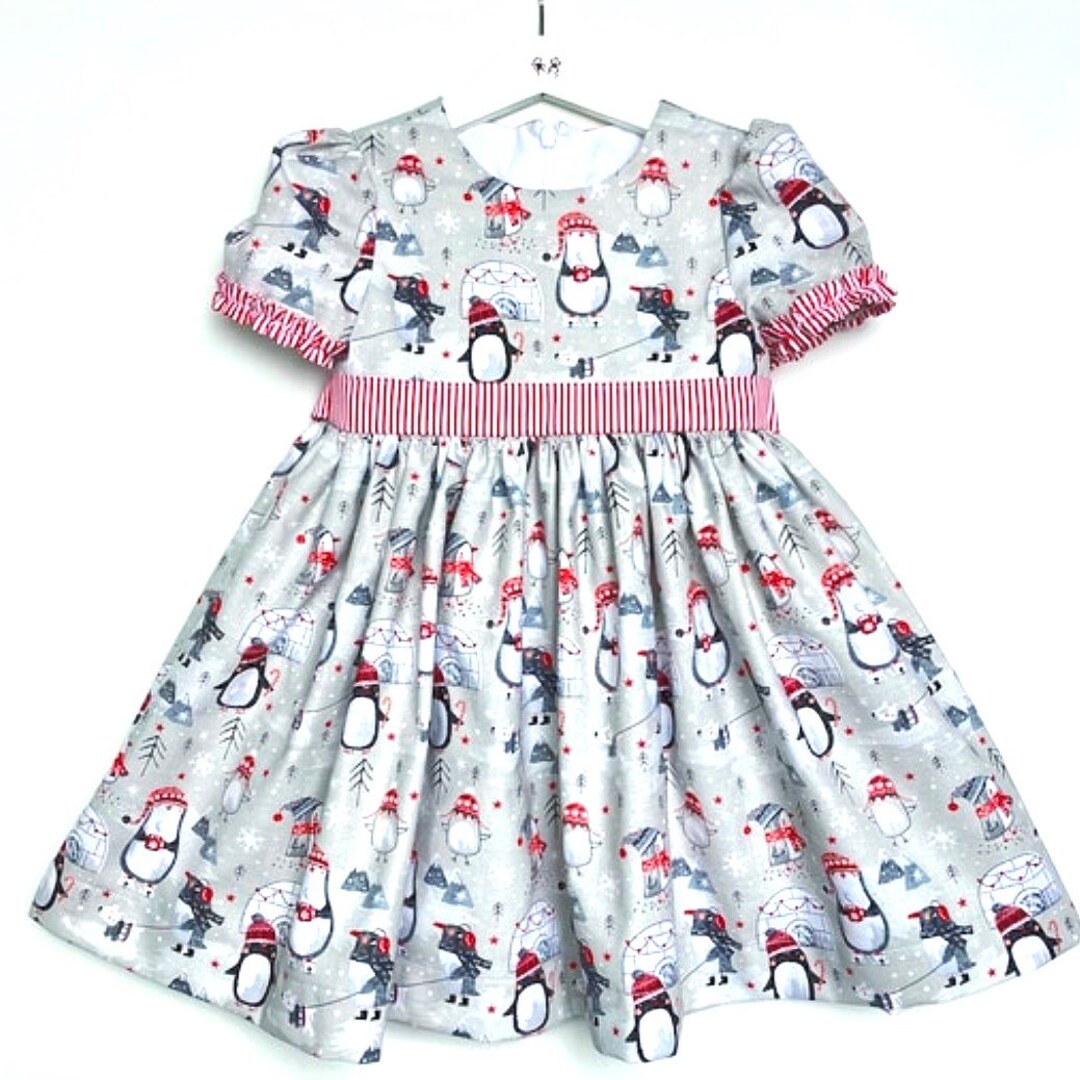 Penguin Holiday Dress for Girls, Christmas Outfit, Little Girls Winter ...