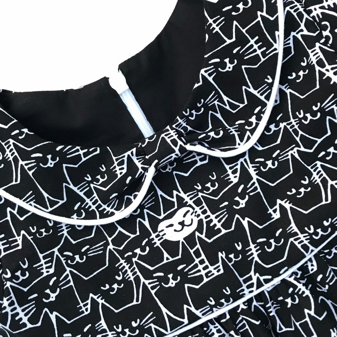 Little Girls Kitty Cat Dress Baby Dress Peter Pan Collar | Etsy