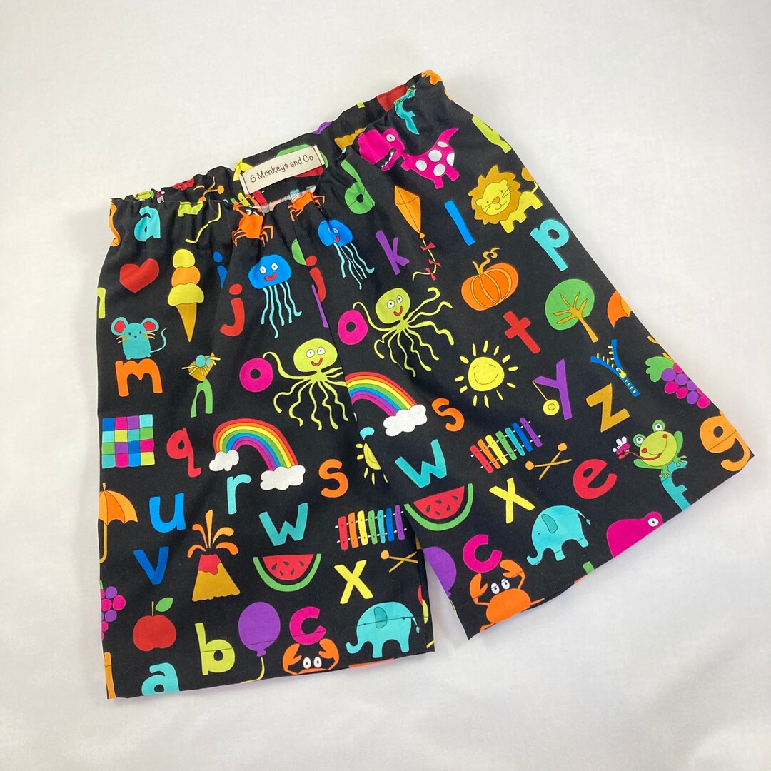 Kids ABC Shorts, Toddler Alphabet Print Pull on Shorts - Etsy