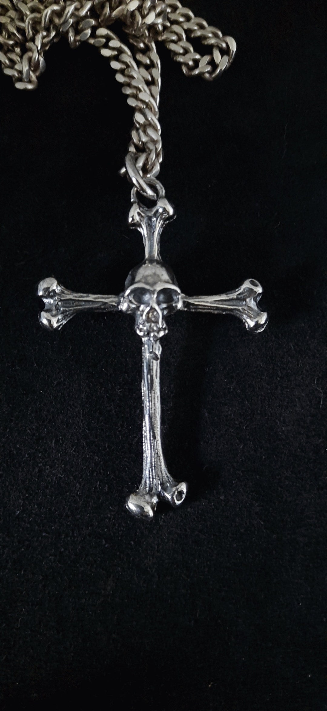 Sterling Silver 925/1000 Unique crucifix Skull Bones Pendant. Free ...