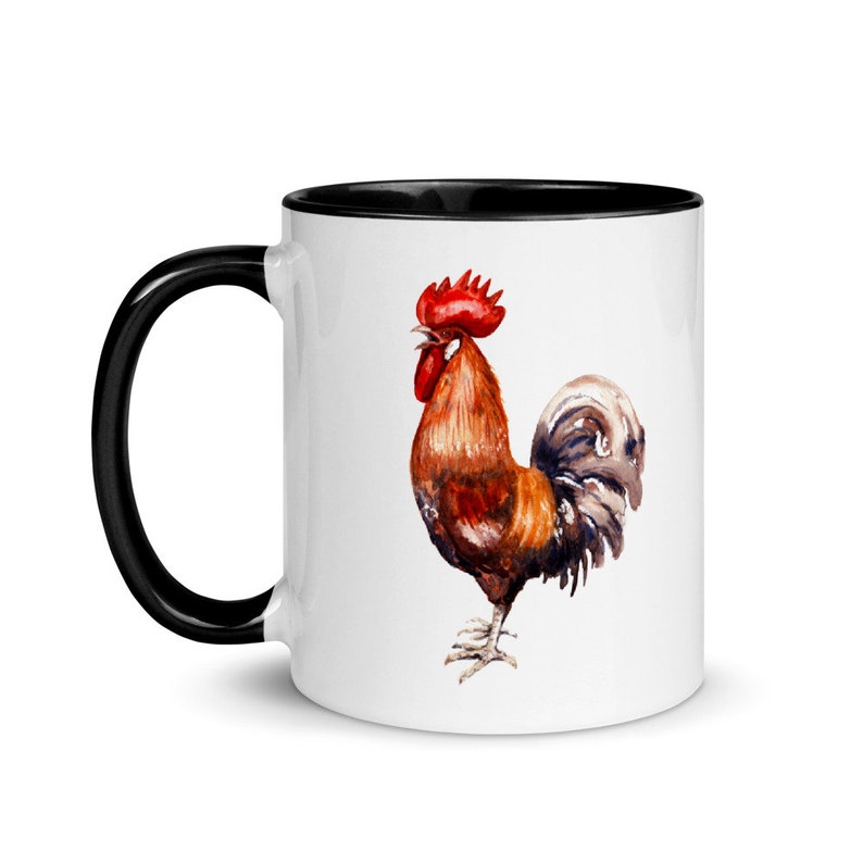 Rooster Mug with Black AccentsWatercolor Rooster Coffee | Etsy