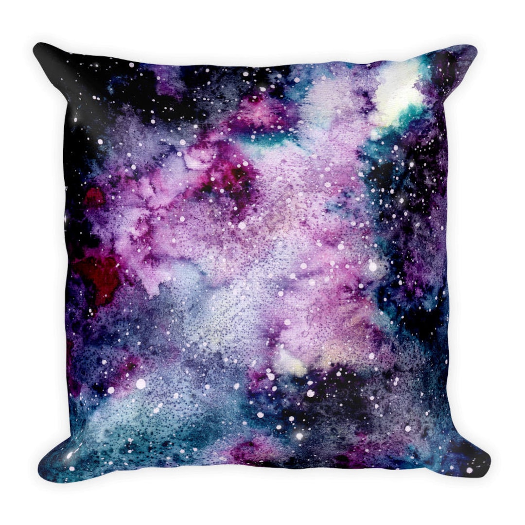 Galaxy Throw Pillow~hand Painted Watercolor Space Accent Pillow~cosmic ...