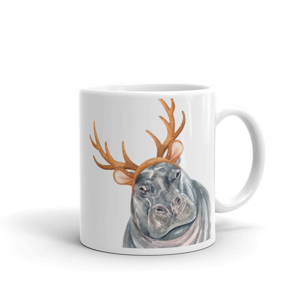 Christmas Hippo Mug~watercolor Animals Coffee and Tea Cups~gifts for ...