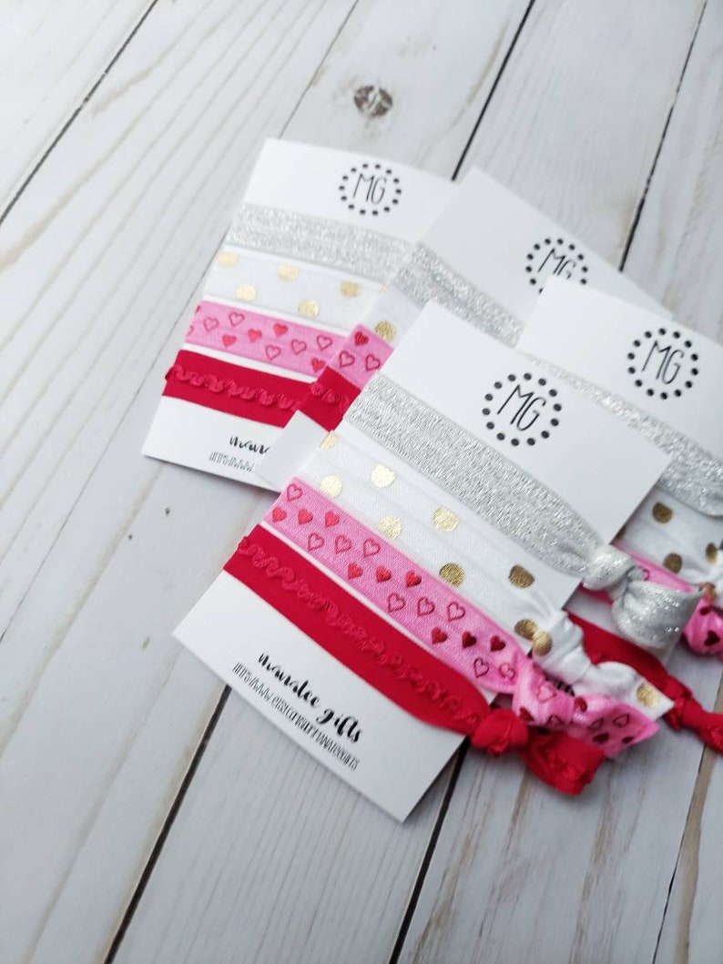 Pink and White Valentines Hair Ties~love and Hearts Festival Bracelet ...