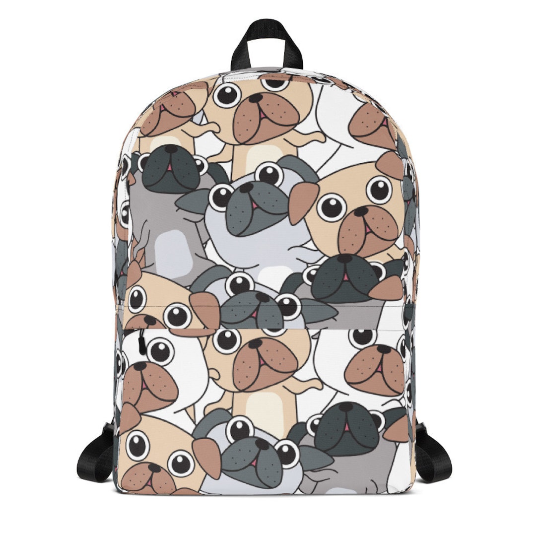 Doodled Pug Backpack~back to School Kids Rucksack~all Weather Shoulder ...