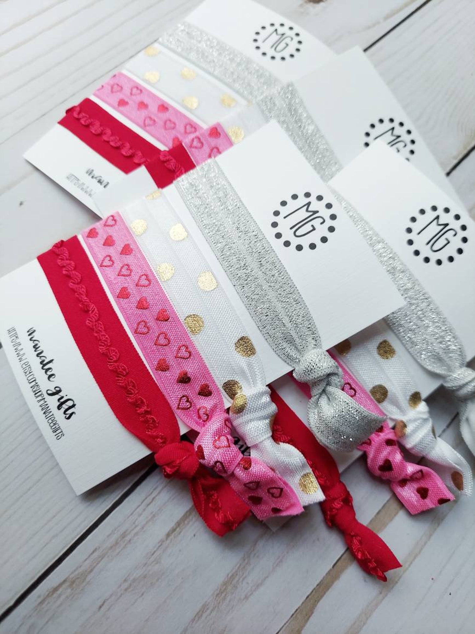 Pink and White Valentines Hair Tieslove and Hearts Festival - Etsy